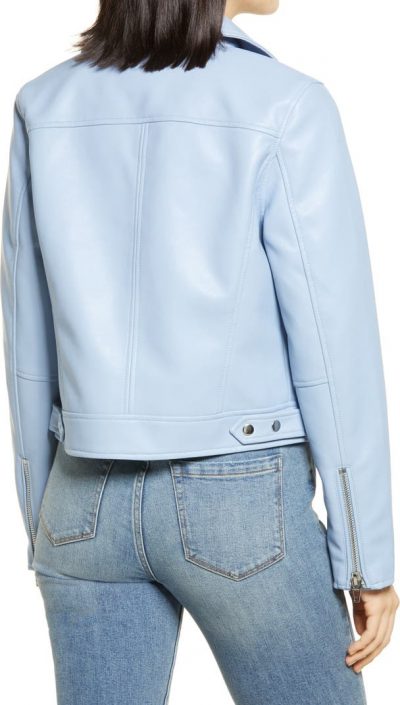 Sky Blue Leather Jacket for Women - Leather Jacketz
