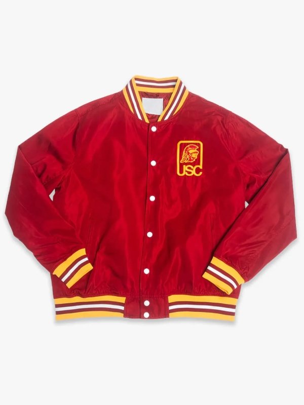 USC Trojans Script Logo Red Bomber Jacket - Leather Jacketz