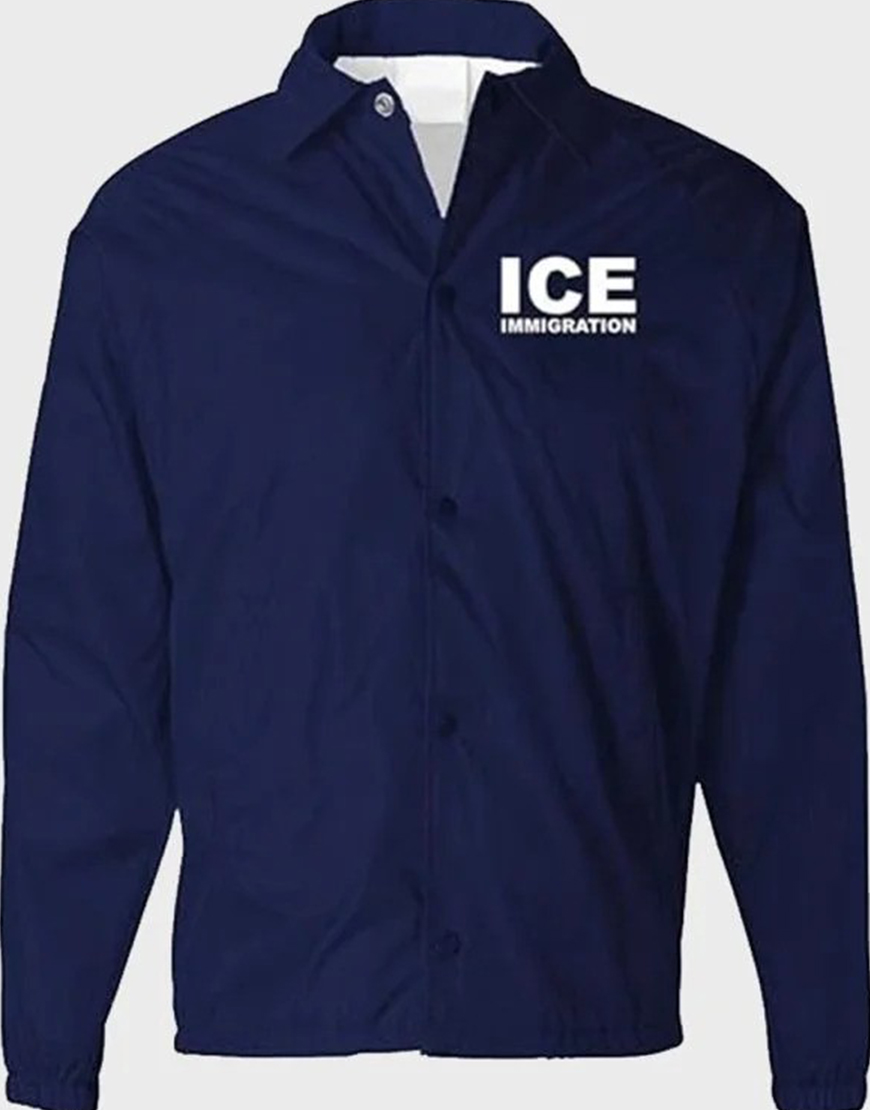 ICE immigration jacket | ICE Black & Blue Jacket - Leather Jacketz